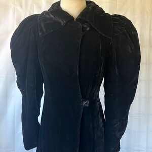 Antique Edwardian Opera Coat Black Silk Velvet Maxi 33 Bust Small ...