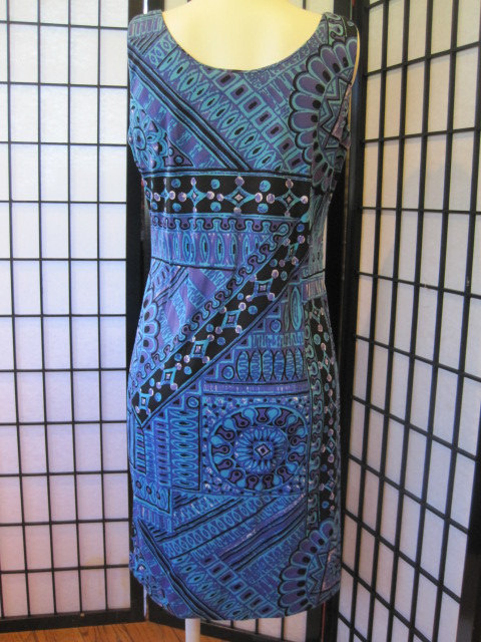 Vintage 1960s 1970s Mod Dress Summer Shift Sheath Nylon Blue | Etsy