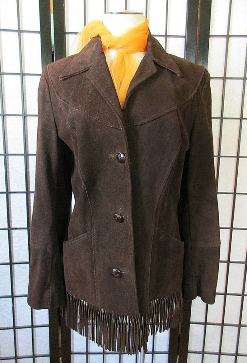 Vintage Suede Jacket With Fringe by Pioneer Wear 1970s Womens - Etsy