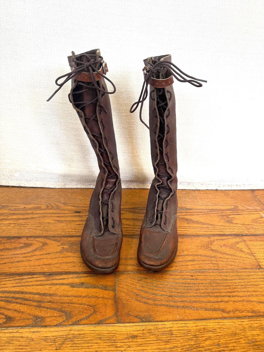Antique Vintage 1920s 1930s Brown Leather Boots 7 / 7.5 N Woman’s Tall ...