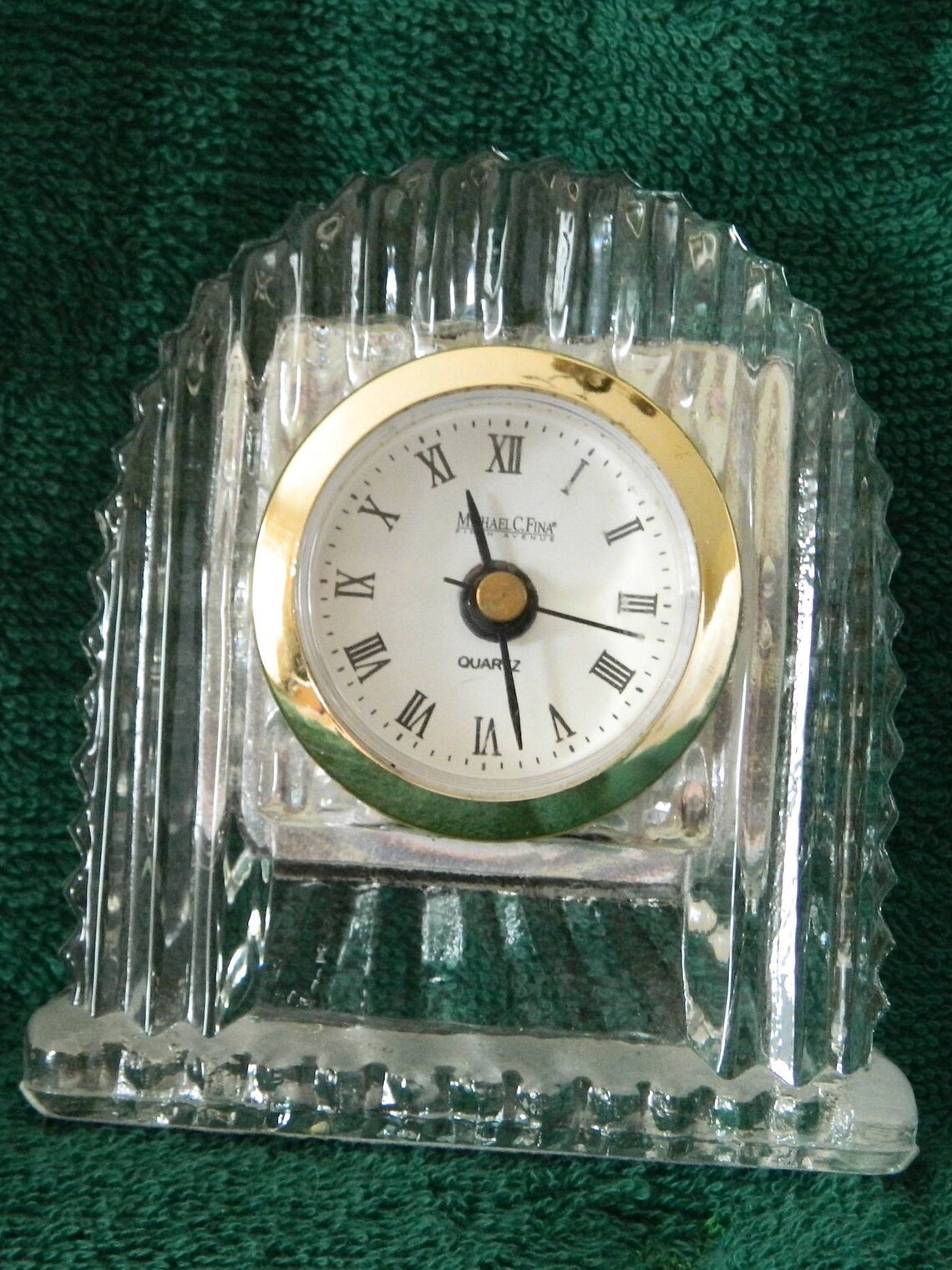 Michael C. Fina Clock mounted in petite lead crystal casing | Etsy