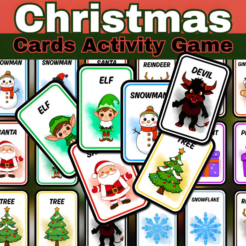 Christmas Card Game Printable | Old Maid Style Game for Kids | Santa ...