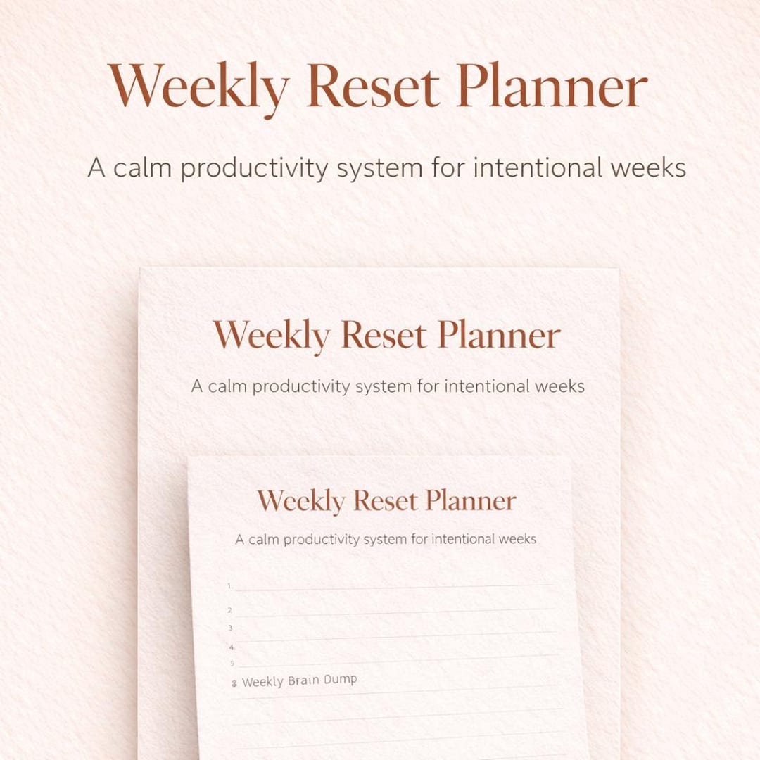 Weekly Reset Planner for Calm Productivity | Minimal Weekly Planning ...