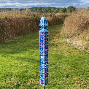 Hand Painted Garden Post, Scandi Folk Art, Decorative Garden Totem ...