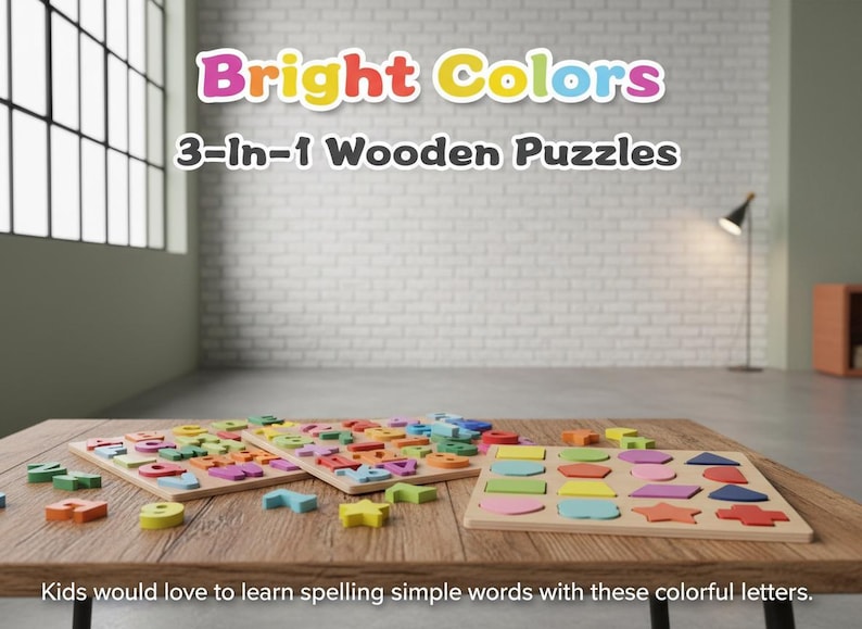 Wooden Alphabet Number Shape Puzzle, 3-in-1 Montessori Learning Toy - Etsy