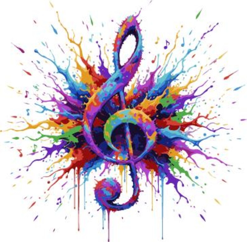 Music Note Clipart, Musical Notes PNG, Treble Clef Print, Watercolor ...