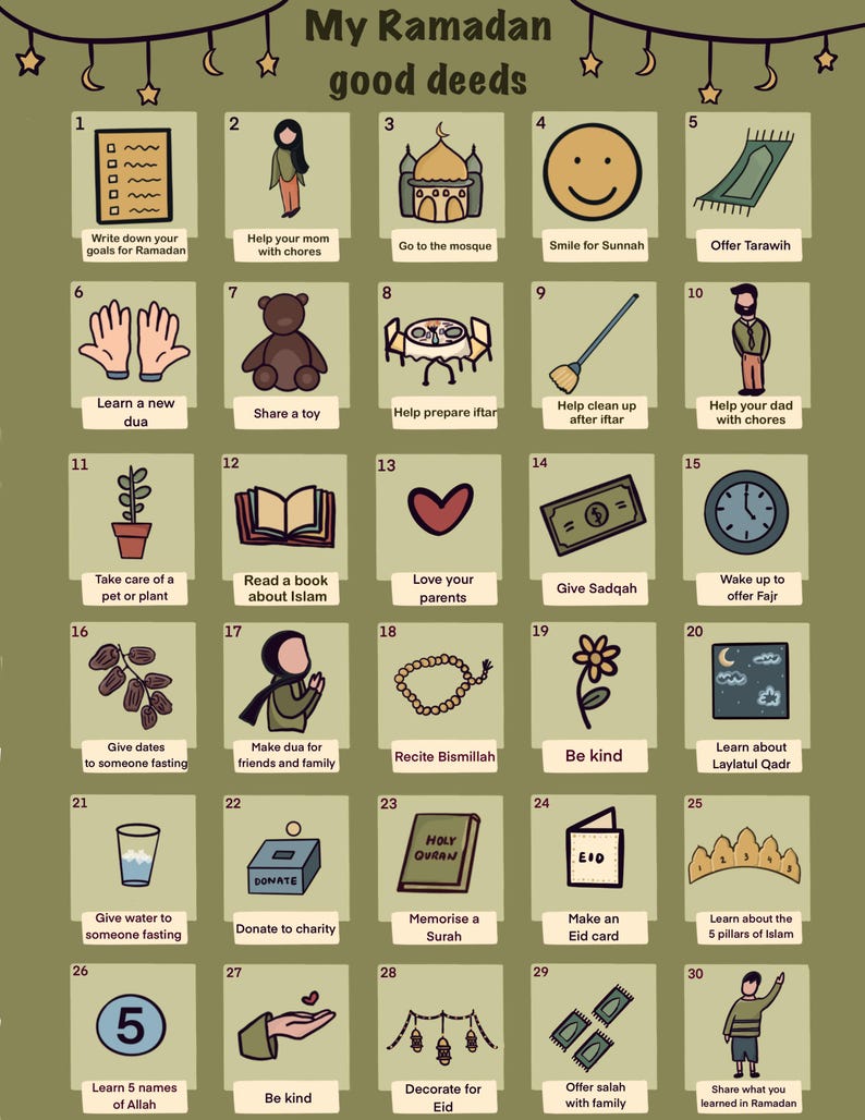 Ramadan Good Deeds Calendar for Kids - Etsy