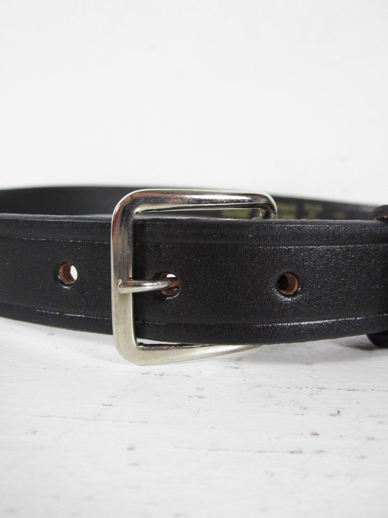Vintage NOS Police Belt Black Leather Uniform Belt Cowhide Made in USA ...