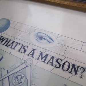 Antique Masonic Print What is A Mason? Original Blue Frame - Etsy