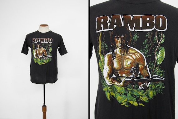 Vintage Rambo T-shirt First Blood 80s Black Cotton Movie Tee | Etsy