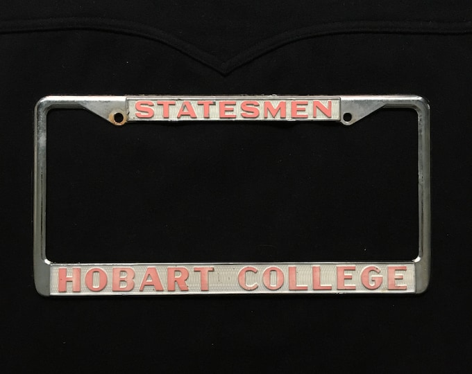 Vintage Hobart License Plate Frame Statesmen College Automobile Metal ...
