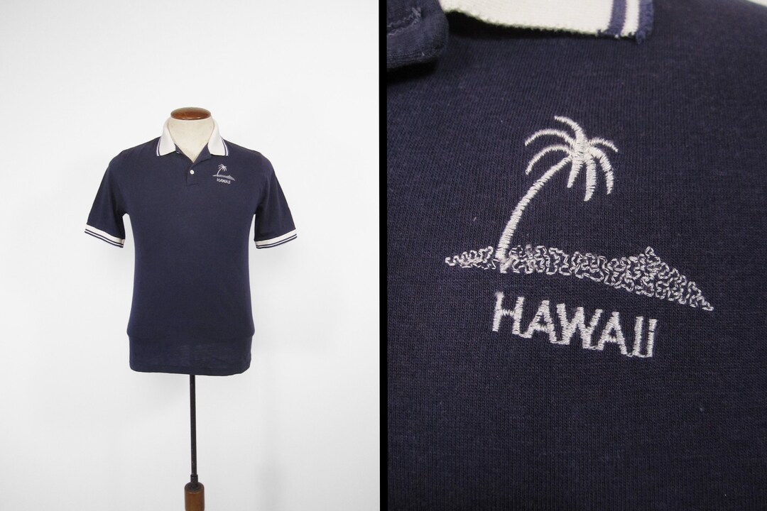 Vintage Hawaii Polo Shirt 70s Monogram T-shirt - Small / Medium - Etsy