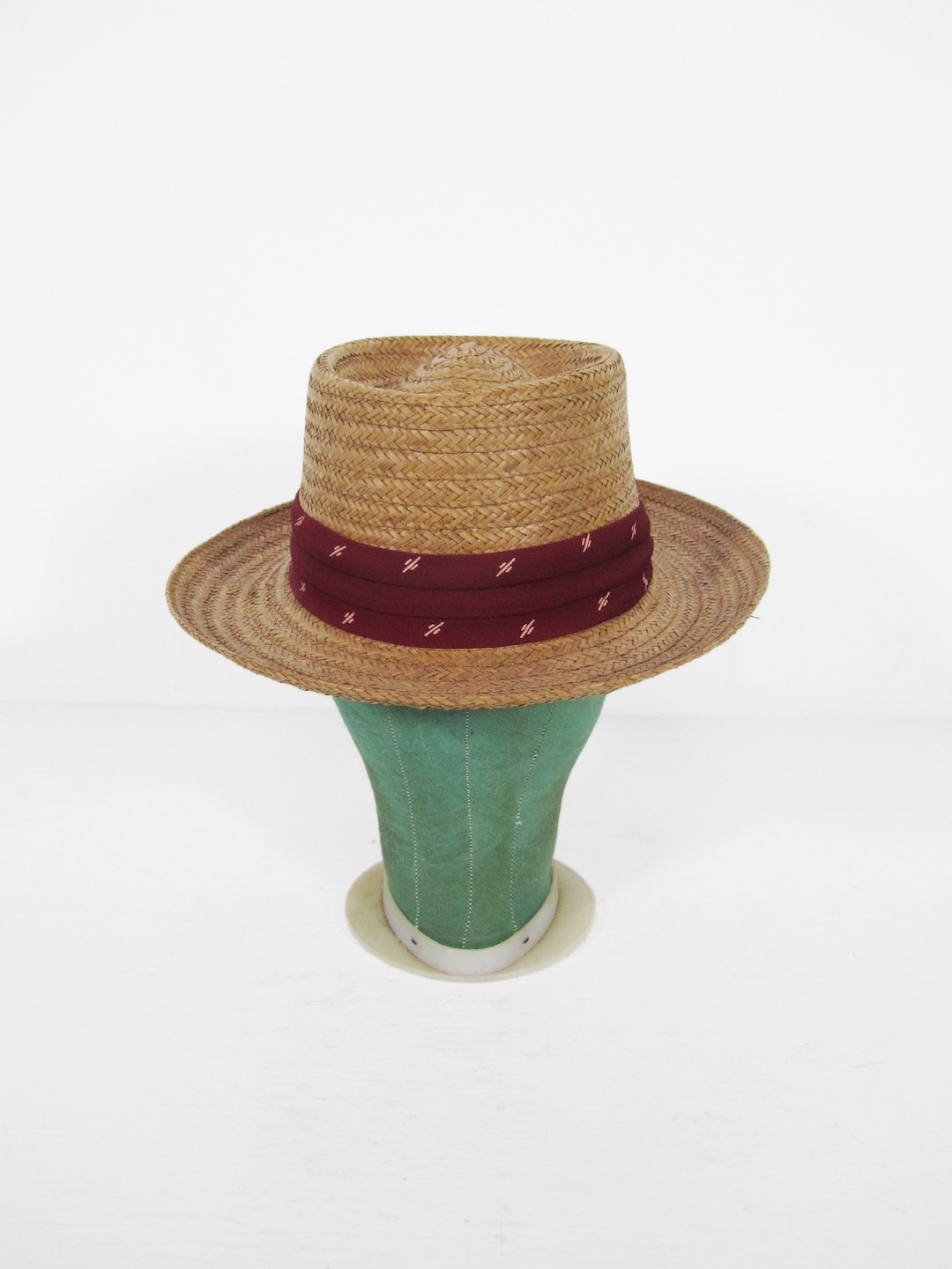 Vintage Stetson Medalist Fedora Straw Hat Genuine Palm Braid - Size 7 ...