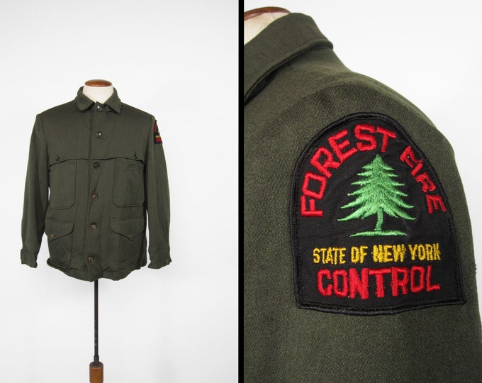 Vintage NY Forest Ranger Jacket Green Whipcord Forest Fire Control ...