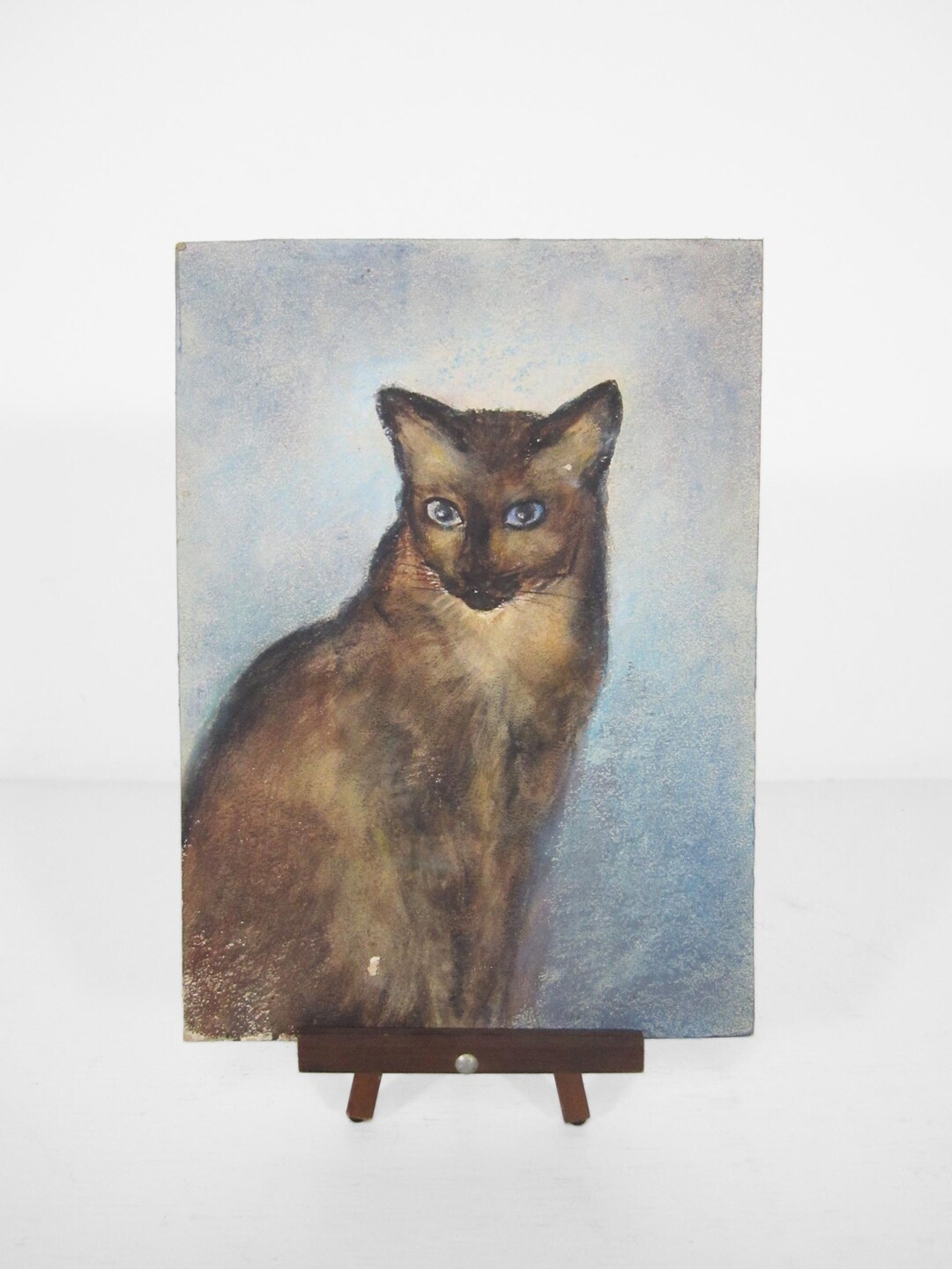 Vintage Cat Portrait 1965 Pastel Drawing of Melvin - Etsy
