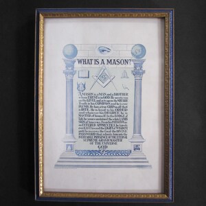 Antique Masonic Print What is A Mason? Original Blue Frame - Etsy