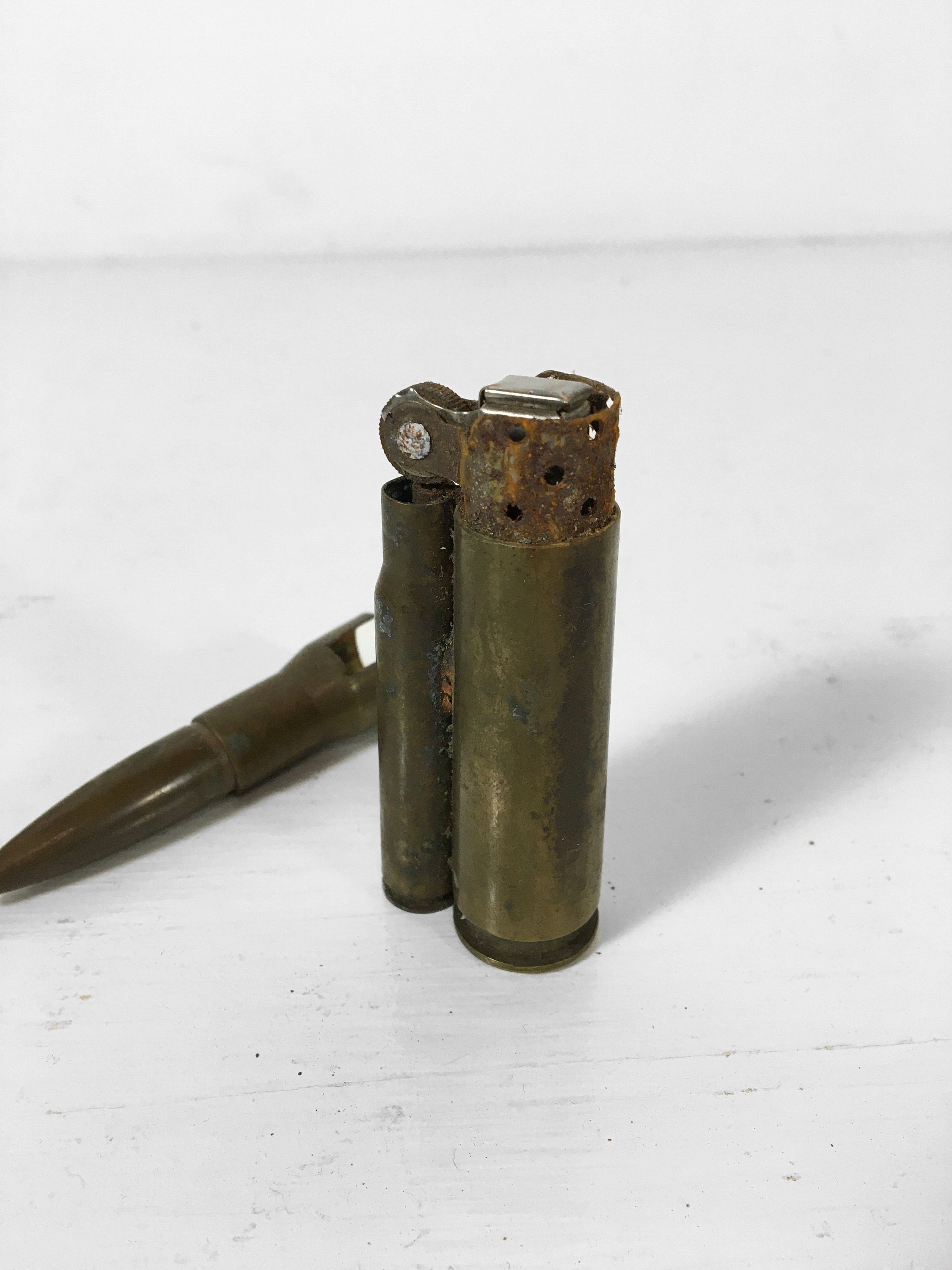 Tobacciana WWII Trench Art Bullet Lighter M43 50 Caliber Original US ...