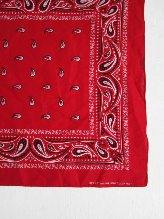 Vintage Red Bandana NOS Paisley Print Handkerchief Paris Brand | Etsy