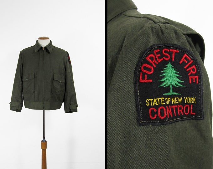 Vintage NY Forest Ranger Jacket Green Whipcord Forest Fire Control ...