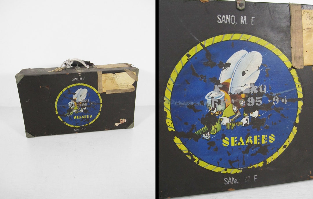 WWII US Navy Seabees Foot Locker Suitcase Wood Stenciled Named - Etsy