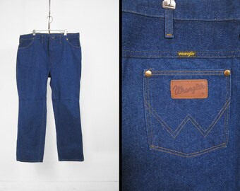 Vintage Wrangler Jeans Dark Wash Denim Made in USA - 39 X 30 Vintage Wrangler Jeans Dark Wash Denim Made in USA - 39 X 30