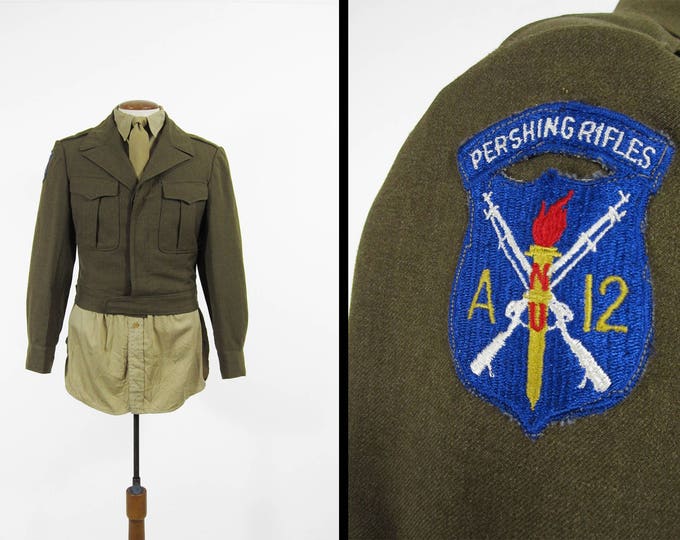 Vintage WWII Pershing Rifles Ike Jacket US Army Uniform 1940s Wool ...