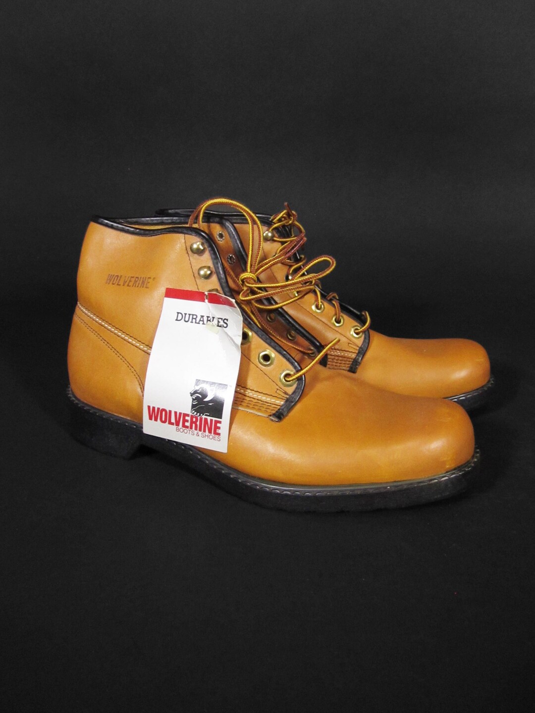Vintage Wolverine Work Boots NOS Leather Made in USA - Size 12 B - Etsy