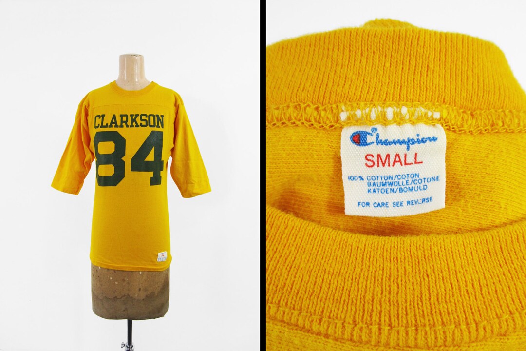 Vintage 80s Clarkson Jersey Champion Yellow University Shirt Made in ...