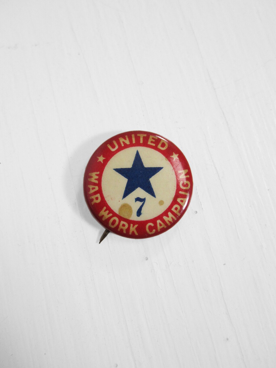WW1 United War Work Campaign 7 Star Button Pin - Whitehead & Hoag Co NJ ...