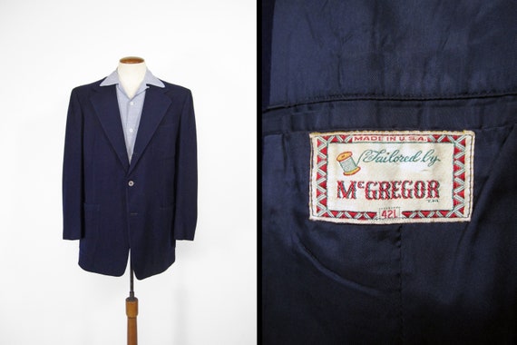 Vintage 50s Navy Blue Blazer Wool Patch Pockets McGre… - Gem
