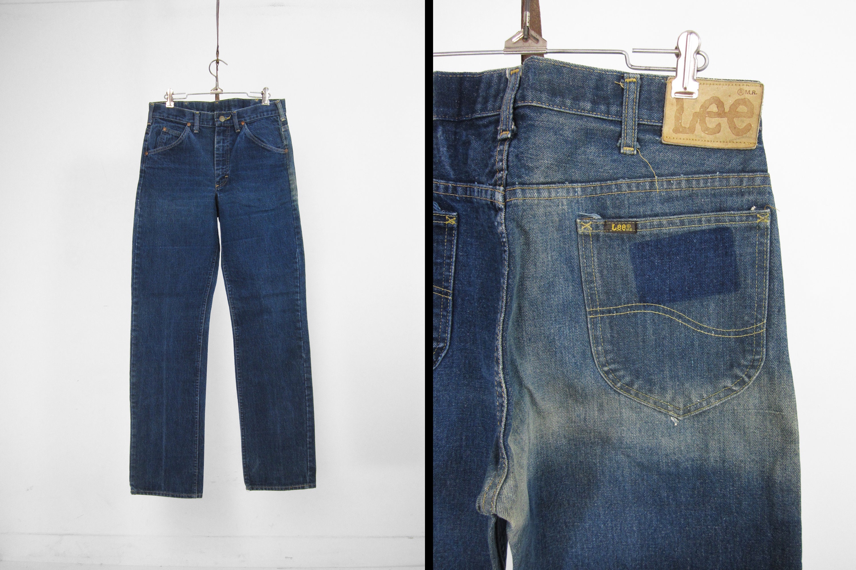 Vintage 70s Lee Denim Jeans Sun Fade Riders Straight Leg Made | Etsy