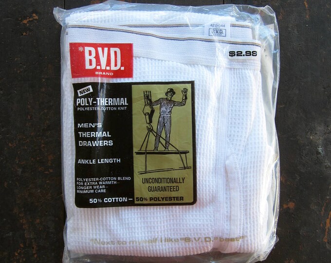 Vintage 60s BVD Thermal Underwear Knit Pants Long Waffle Bottoms - Size XL - Etsy