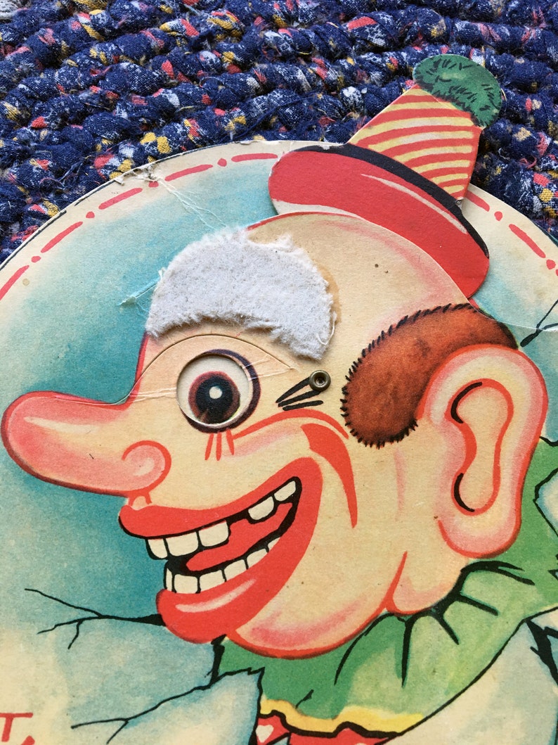Vintage 30s Mechanical Clown Valentine's Day Card LARGE - Etsy