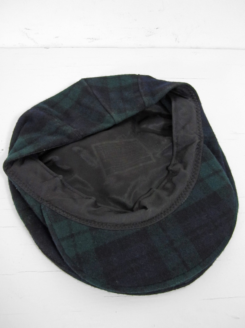 Vintage Pendleton Newsboy Cap Plaid Green Wool Tartan Flat Cap - Size ...