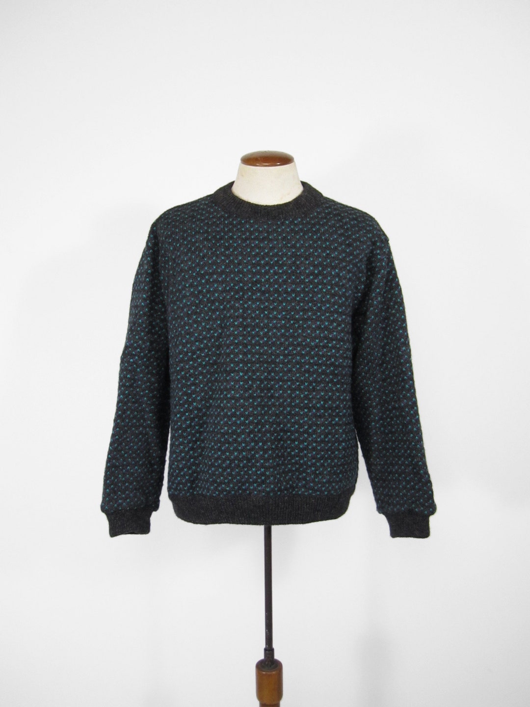 Vintage LL Bean Birdseye Sweater Norwegian Teal and Purple Wool - Size ...