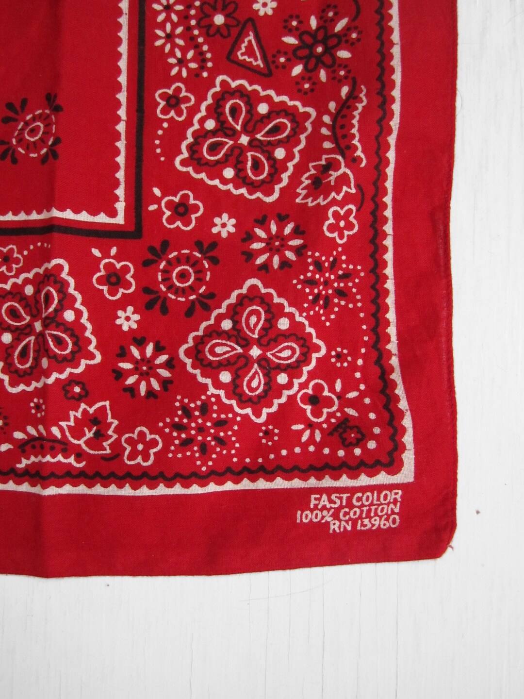 Vintage 60s Fast Color Bandana Red Handkerchief All Cotton Made in USA ...