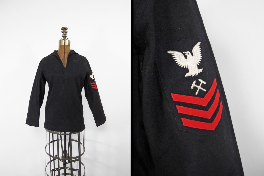 Vintage WWII US Navy Jumper Shirt Shipfitter Black Wool - Etsy