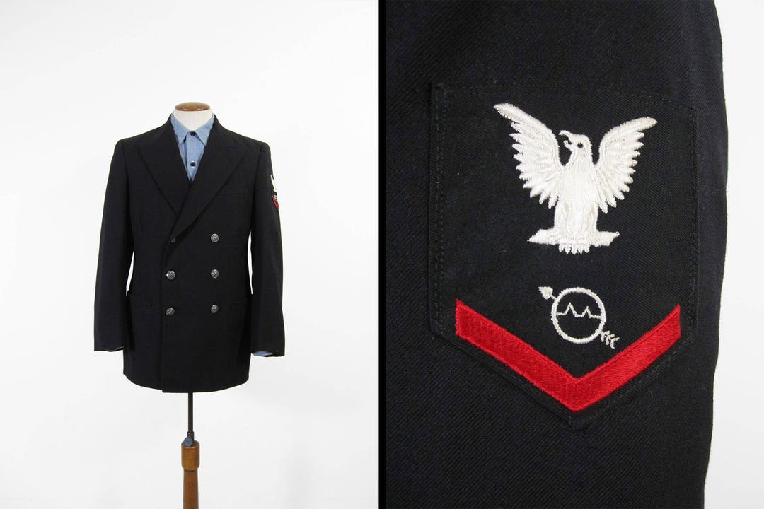 Vintage US Navy Uniform Jacket Black Wool Dress 1970s USN Operations ...