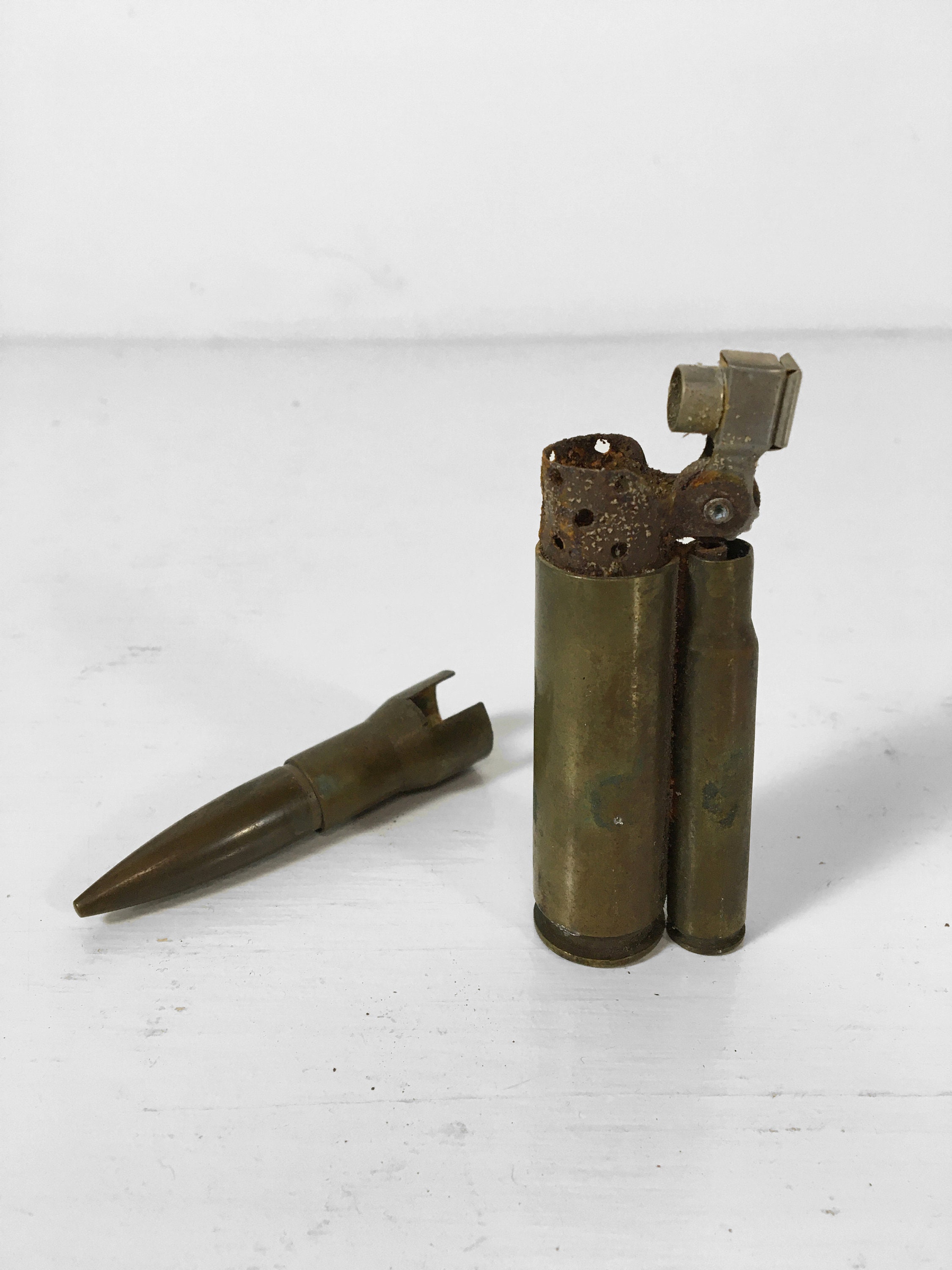 Tobacciana WWII Trench Art Bullet Lighter M43 50 Caliber Original US ...