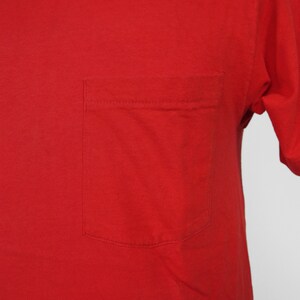 Vintage Red Pocket T-shirt Fruit of the Loom 90s Cotton Tee Made in USA ...