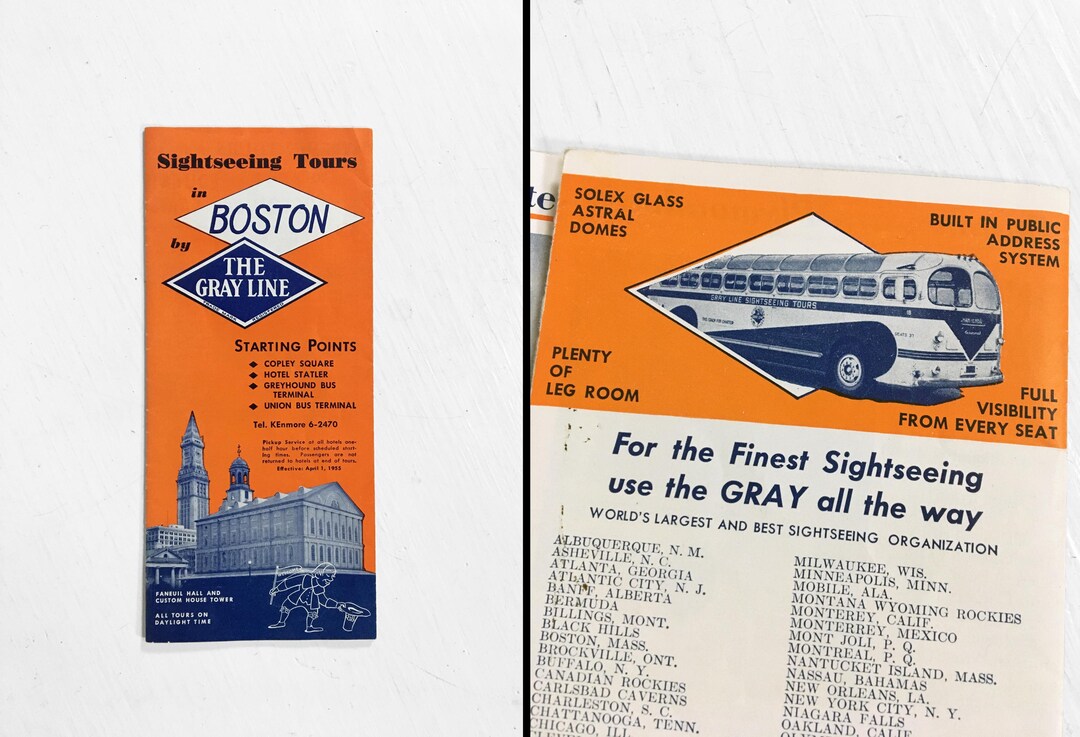 1955 Boston Grey Line Bus Tour Advertising Brochure - Etsy