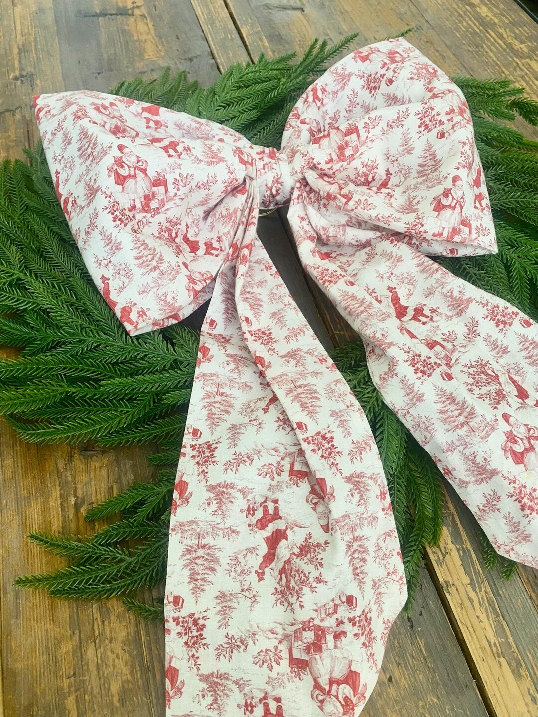 Vintage Red Santa Door Bow Christmas Door Bow Oversized Christmas Bow ...
