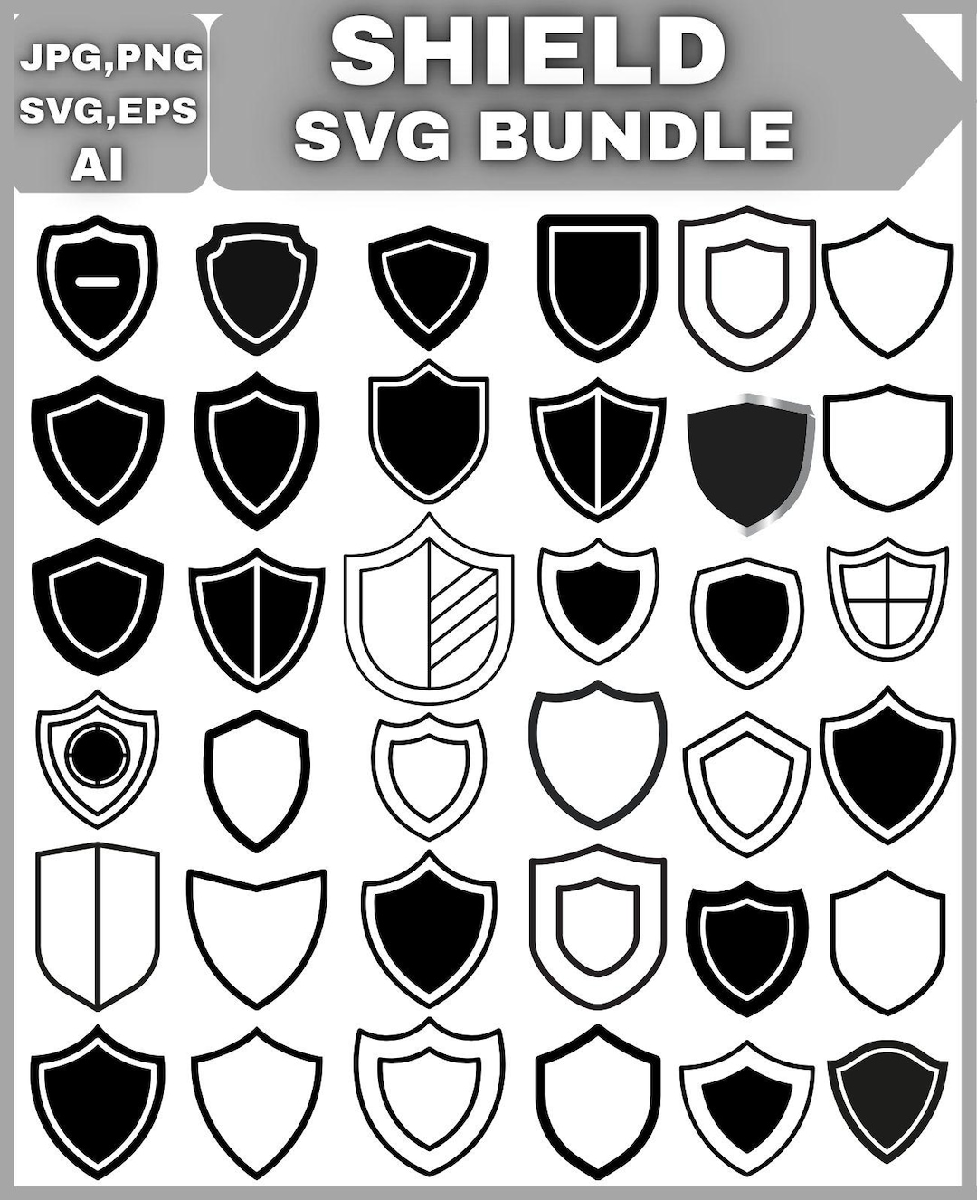 Shield SVG Bundle, Medieval Knight Crest, Badge Clipart (digital ...