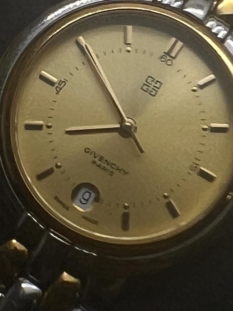 Vintage Rare Givenchy Paris Watch Two Tone Gold Silver Date Dial Swiss ...