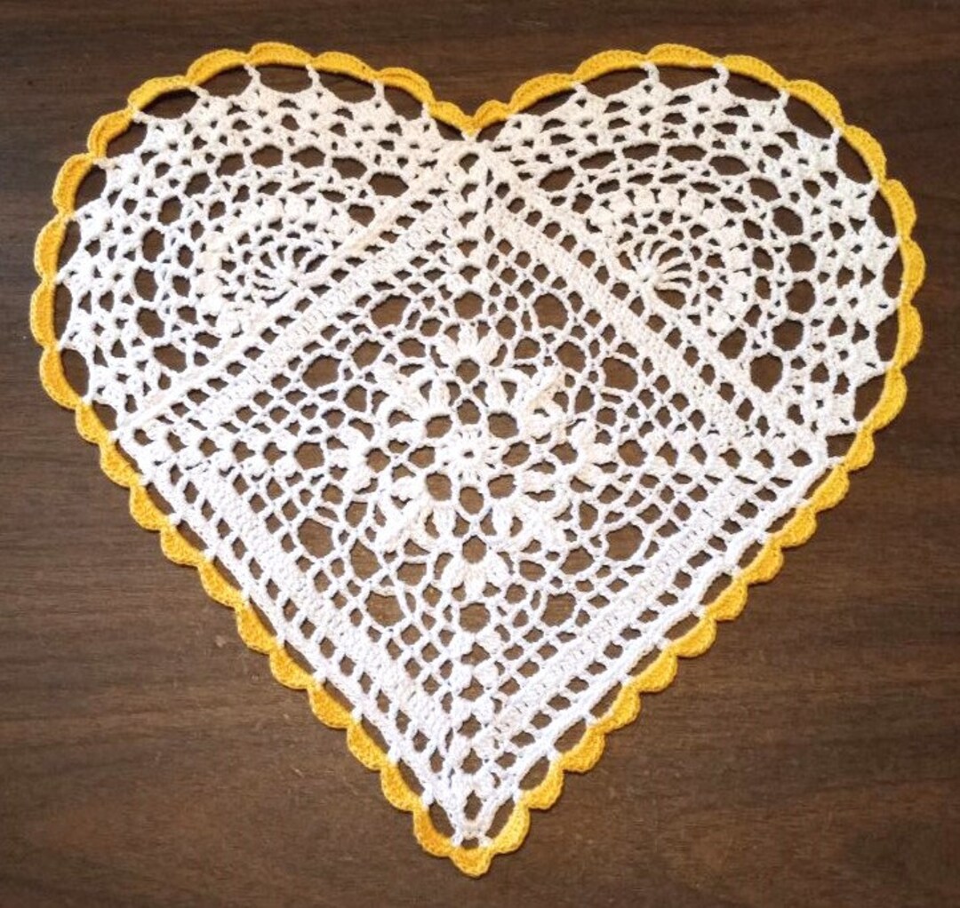 Crocheted Heart-shaped Doily (p54y) - Etsy