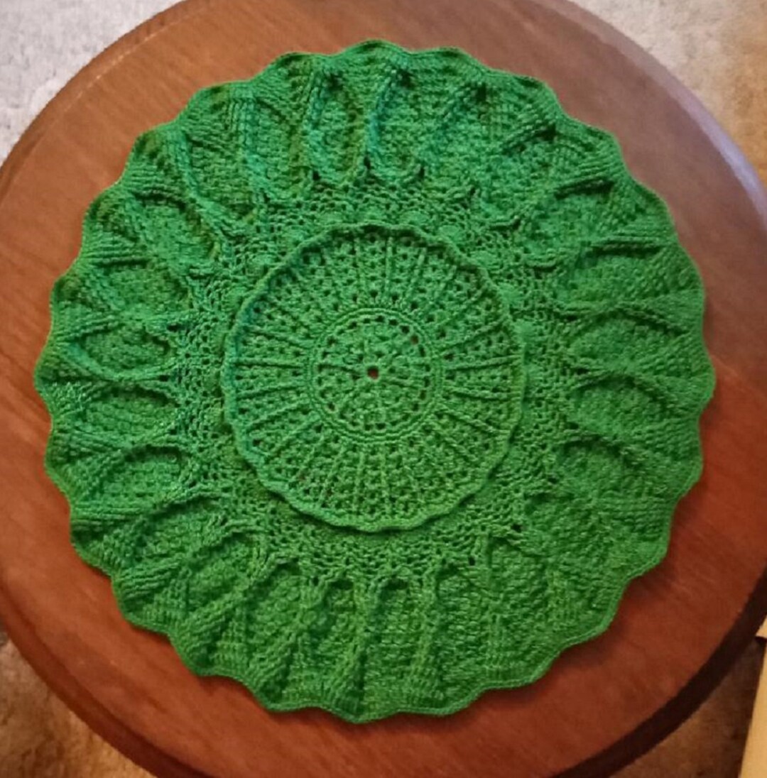 Crocheted Dark Green Doily (p06g) - Etsy