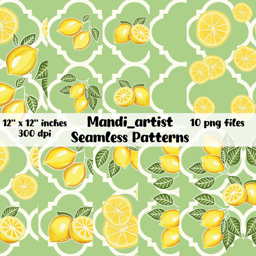 10 Lemon Seamless Patterns - Etsy
