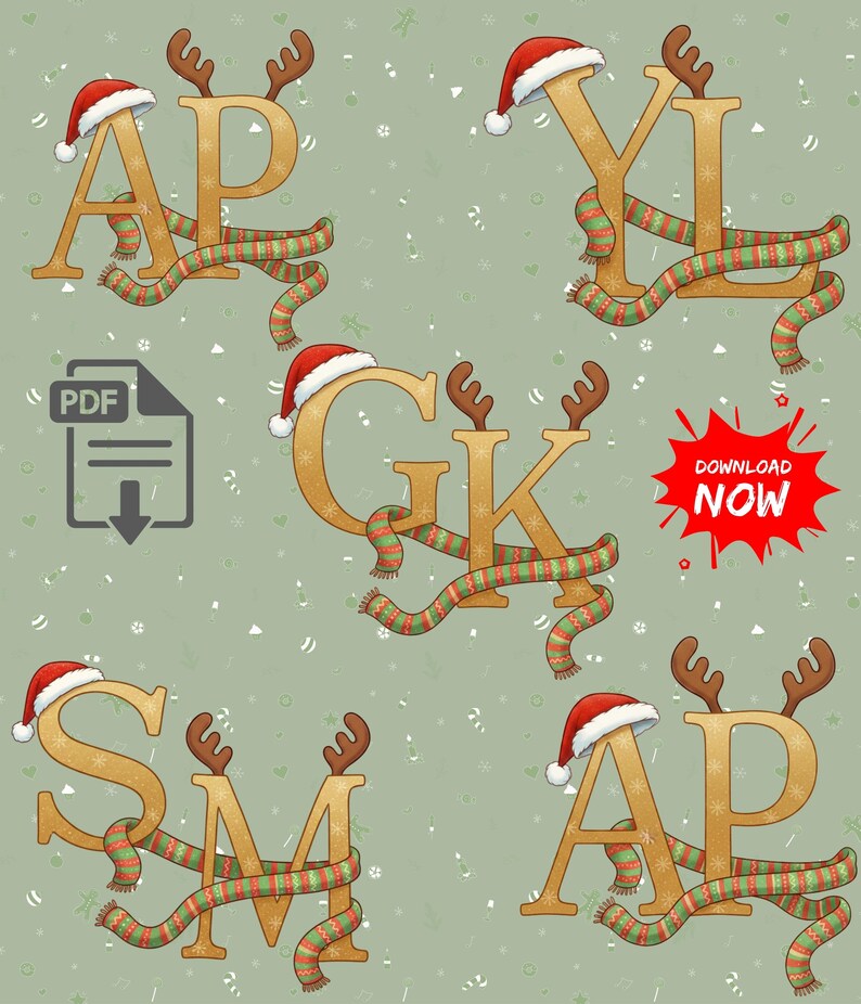 Christmas Letters and Numbers PNG Clipart Bundle, Cute Santa Alphabet ...