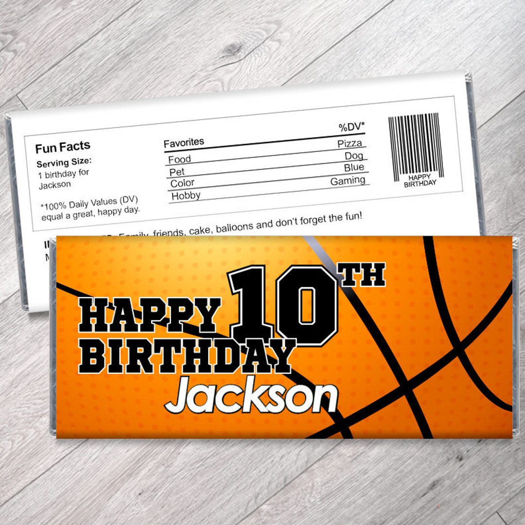 Set of 12 - Basketball Candy Bar Wrappers - Basketball Themed Birthday ...