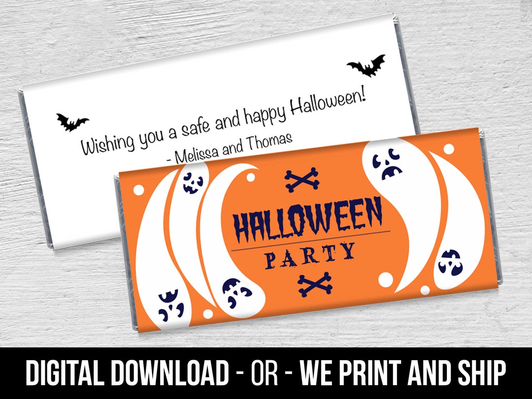 Halloween Candy Bar Wrappers. Ghosts Halloween Party Favors. Halloween ...